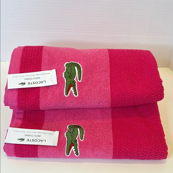 Lacoste | Bath | Lacoste Pink Luxury Bath Towels2 With Iconic Logo ...